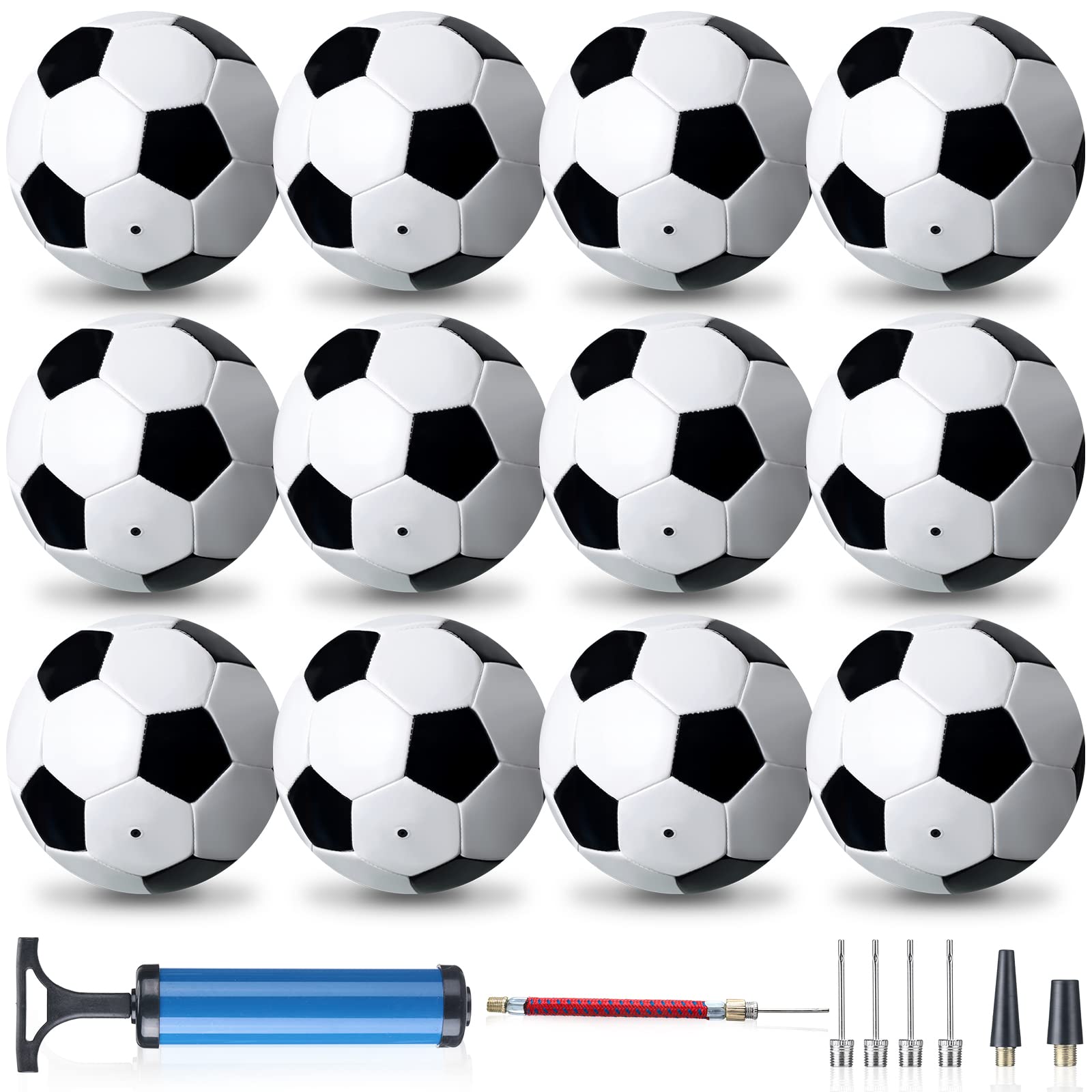 Yunsailing 12 Pack Sports Soccer Balls Size 5 with Pump for Youth Kids Girls Boys Adults, Black and White