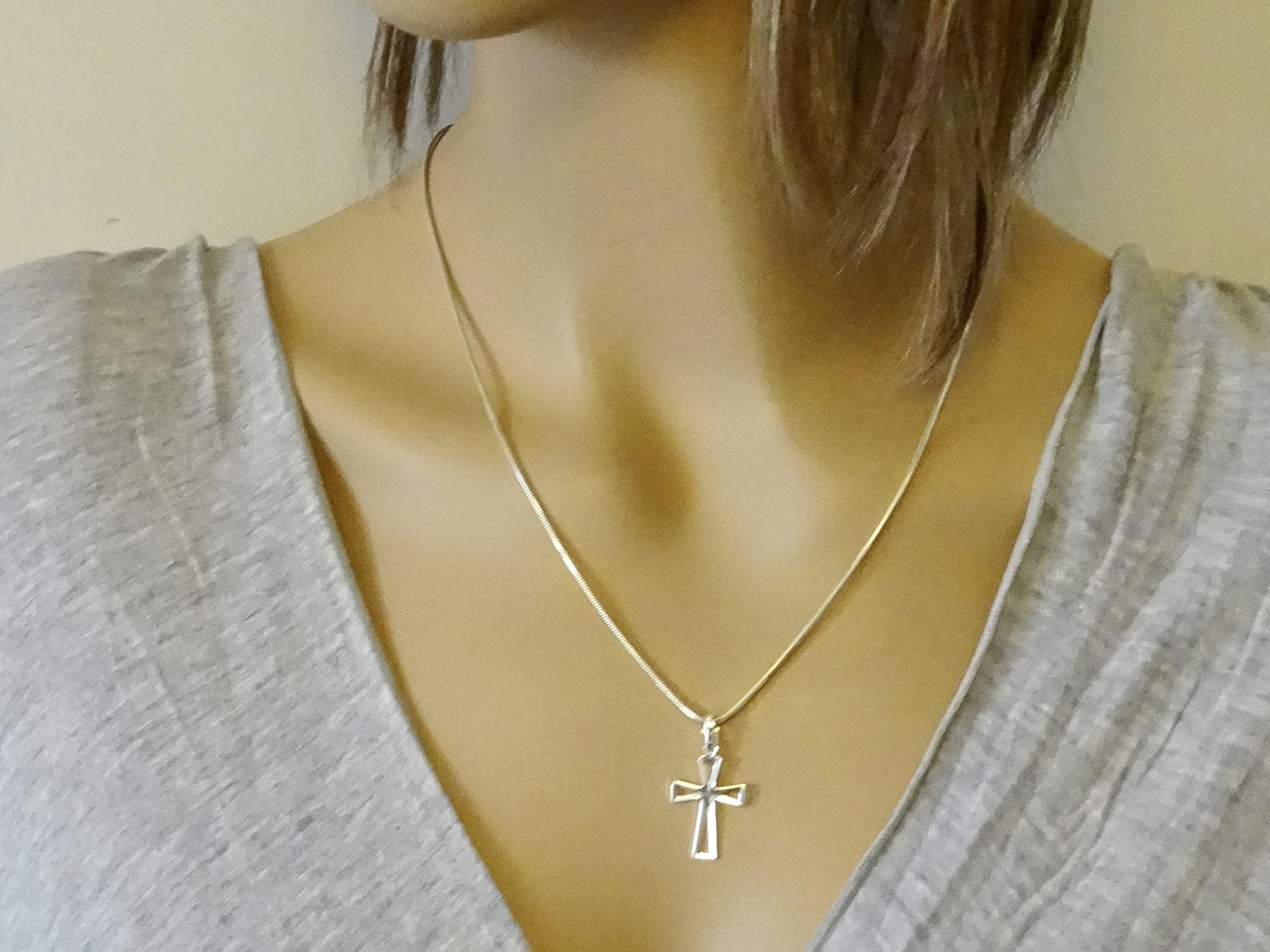 Open Cross Pendant Sterling Silver 925 Necklace Charm Religious Christening Baptism Unisex Present Jewelry