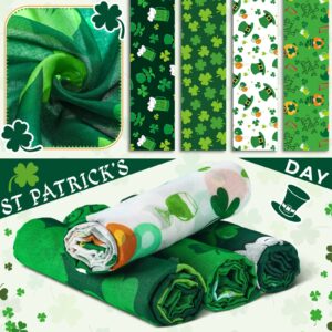 Funtery 4 Pcs St. Patrick's Day Scarf for Women Green Shamrock Print Scarf Long Shamrock Shawl Irish Theme Scarf for Holiday Outfits Accessories