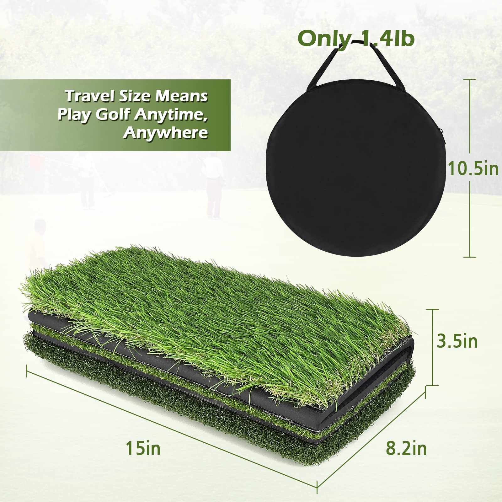 Foldable Golf Hitting Mat + Training Net, Portable Tri-Turf Mat & Golf Chipping Net Set for Swing Optimal Practice - Heavy Duty Folding Tri-Turf Golf Mat Indoor/Outdoor Pad