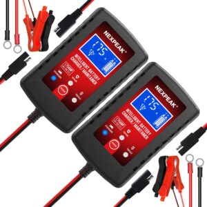 2-pack smart fully automatic 6v 12v battery charger maintainer for car, marine, motorcycle, lawn mower