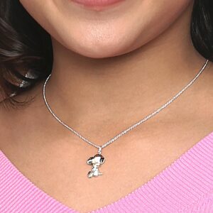 PEANUTS Snoopy Womens Friends Forever Woodstock and Snoopy Pendant Necklaces 2-Piece Set - Sterling Silver Matching Snoopy Necklaces 18" - Officially Licensed