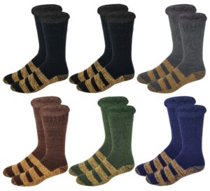 6 pairs packs thermal lodge socks for men and women, heated winter non-skid boot socks, insulated for cold (as1, numeric, numeric_10, numeric_13, regular, regular, assorted copper, 10-13)