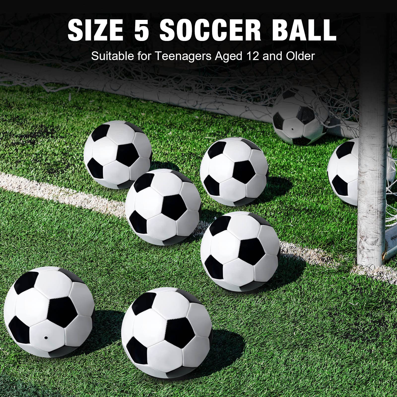 Yunsailing 12 Pack Sports Soccer Balls Size 5 with Pump for Youth Kids Girls Boys Adults, Black and White