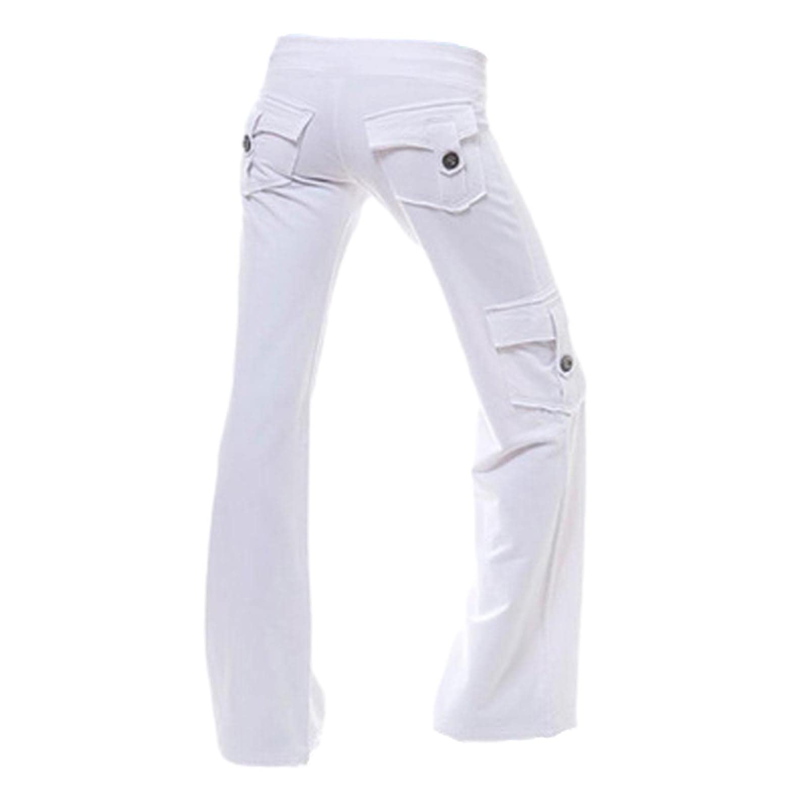 STYESH Todays Daily Deals Bootcut Yoga Pants Fashion Soft Cargo Pants Wide Leg Joggers Pants Loose Comfy Lounge Workout Sweatpants with Pocket White