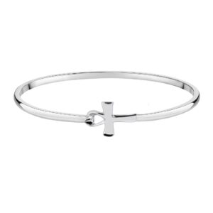 religious elegant cross/crucifix bangle bracelet – bracelets with silver cross for religious groups, faith based, gift-giving/confirmation gift and church fundraising item - 1 bracelet