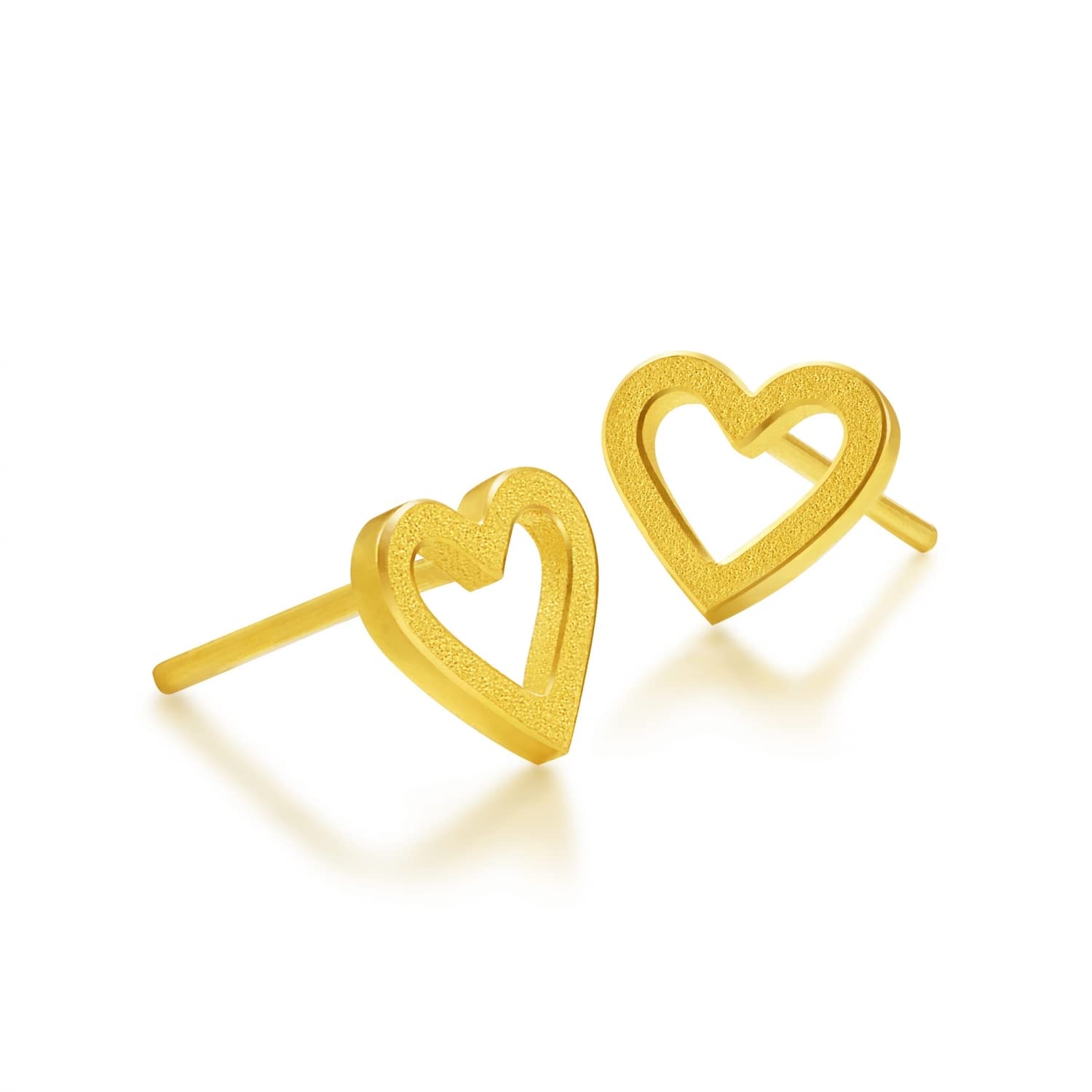 CHOW SANG SANG 999.9 24K Solid Gold Price-by-Weight 1.49g Gold Cute Lovely Heart Earrings for Women 68740E