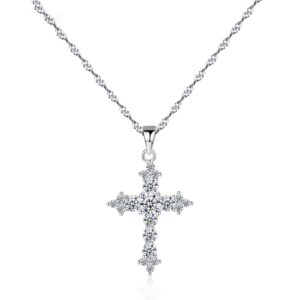 peiyo cross necklace for women sterling silver cubic zirconia cross clavicle chain mens necklaces christian gifts