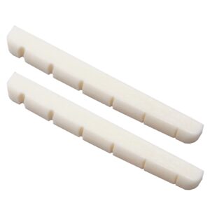 miwayer 6 string electric guitar bone nut flat bottom pre-slotted made of real bone (42 x 3.5 x 4.5/3.5mm 2 pack)