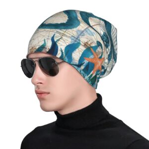 Ocean Octopus Women Men Casual Beanies Adult Sports Elastic Brimless Caps Head Wear Knitted Hats for Traveling Cycling