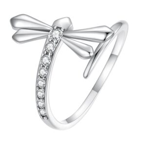 dragonfly wrap finger band 925 sterling silver cubic zirconia crystal open statement rings engagement promise ring climber wedding bands dainty jewelry gifts adjustable for women