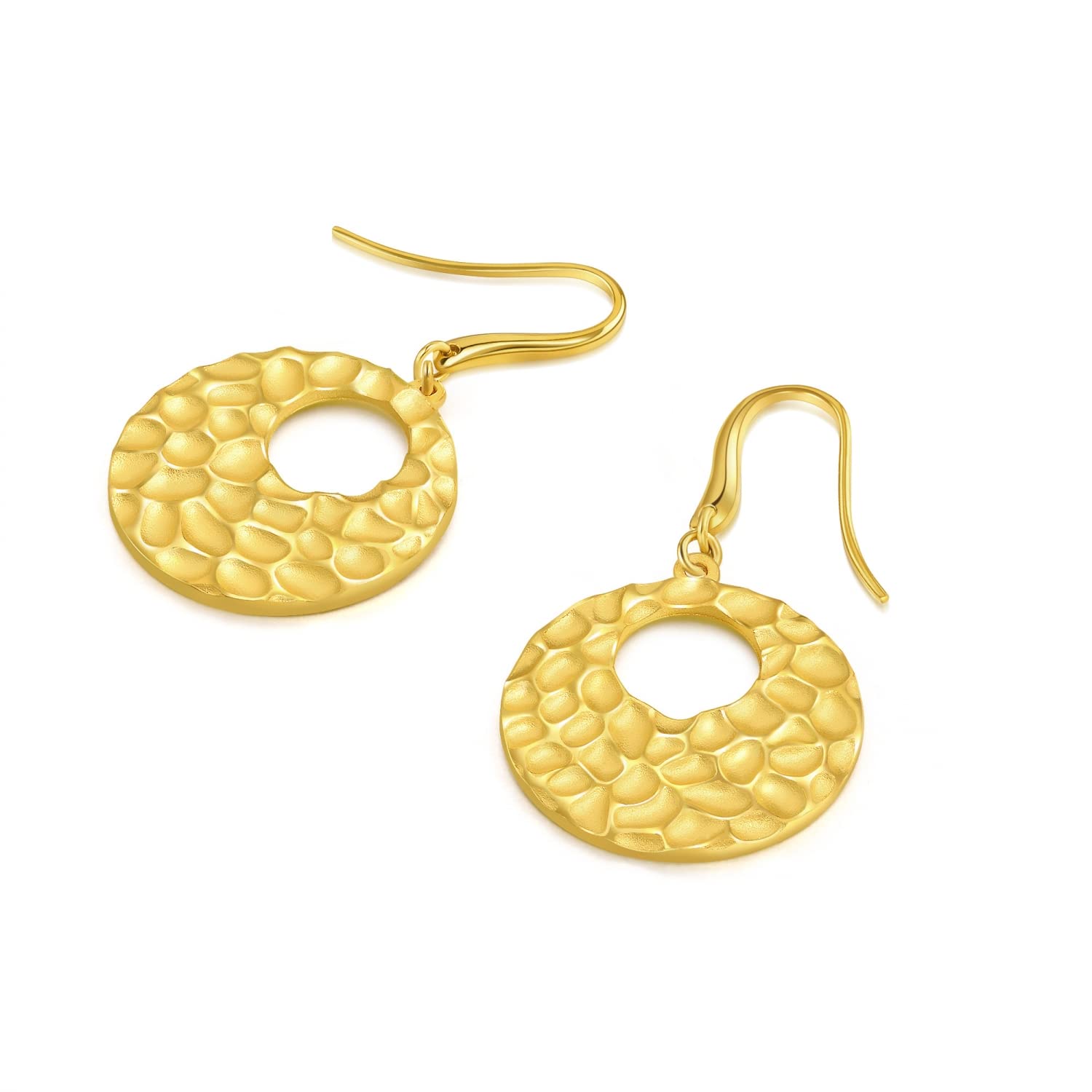 CHOW SANG SANG Dazzling Mirror Gold 999 24K Solid Gold Price-by-Weight Gold Round Plate, Circle Drop Earrings for Women 93677E (Approx. 0.22tael (~8.23g))