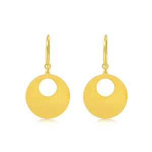 CHOW SANG SANG Dazzling Mirror Gold 999 24K Solid Gold Price-by-Weight Gold Round Plate, Circle Drop Earrings for Women 93677E (Approx. 0.22tael (~8.23g))