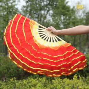 lelamp 19 styles colorful folding flexible dyed silk fan folding fan hand held chinese style handmade yangko dance performance props