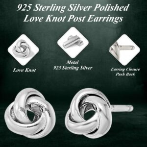 Auriga Fine Jewelry Sterling Silver Polished Love Knot Stud Earrings Gift for Women