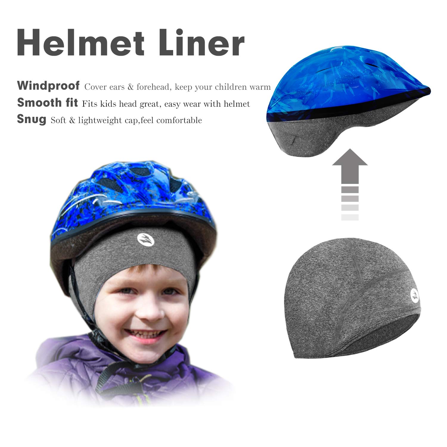 EMPIRELION Kids Thermal Helmet Liner Skull caps Lightweight Youth Sports Running Beanie Cover Ears Boy Girl