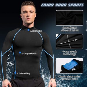 2/3 Pack Men's Compression Shirts Long Sleeve Workout Shirts Mock Turtleneck Athletic Base Layer Active Undershirts Tops