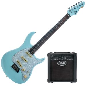 peavey raptor® custom columbia blue electric guitar with backstage® ii combo guitar amplifier