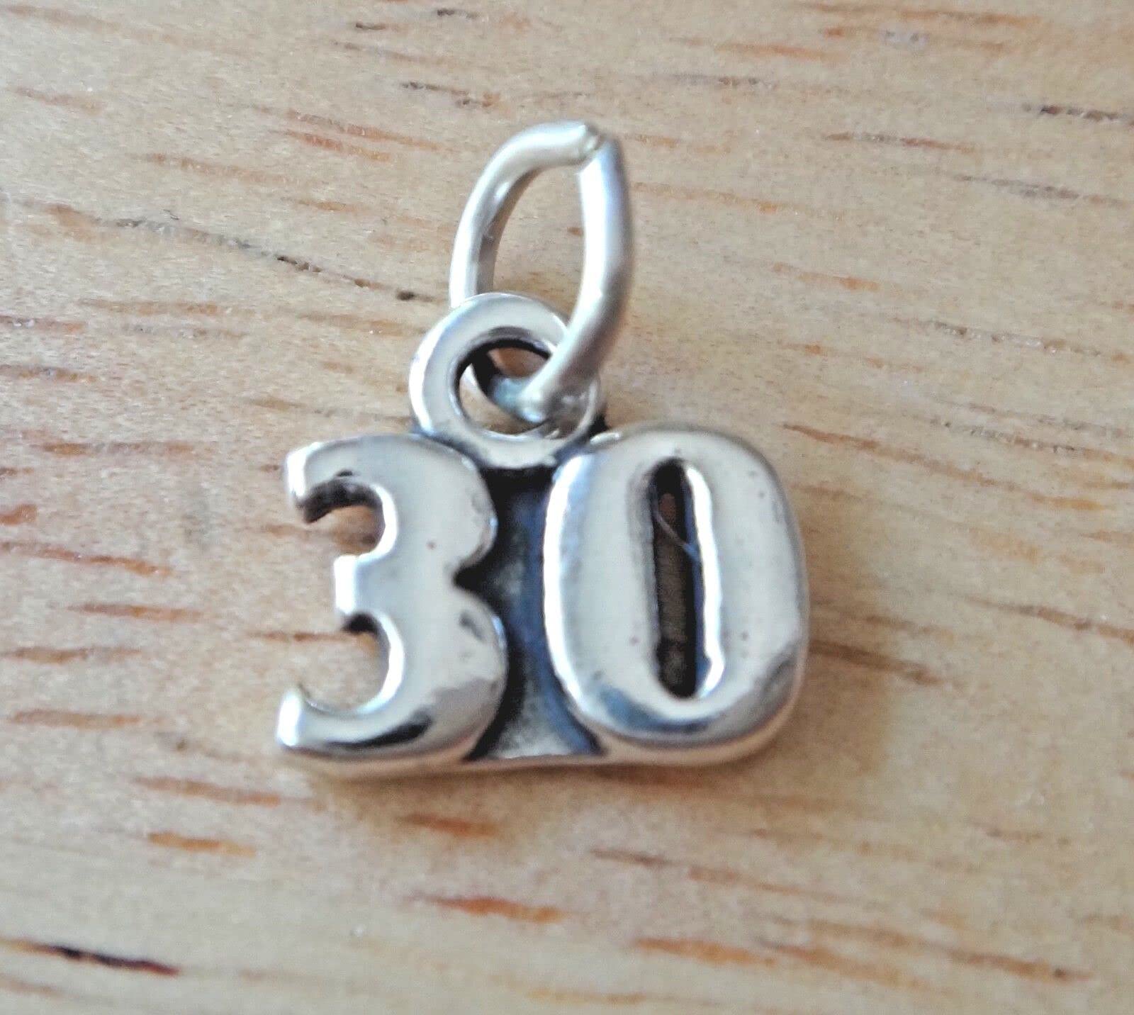 New Sterling Silver 10x11mm Number 30 30th Birthday Anniversary Charm CII0823SEE