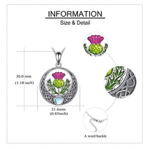 DAYLINLOVE Scottish Thistle Necklace Sterling Silver Scottish Celtic Knot Pendant Scottish Thistle Pendant Jewelry for Women