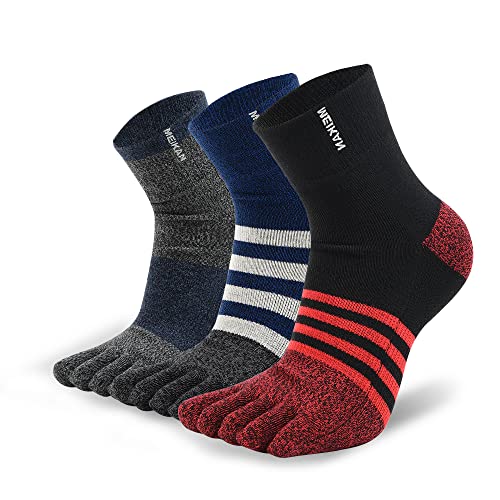 limide Men's Running Toe Socks Five Finger Socks Compression Crew Low Cut Ankle Athletic Wicking Socks for Running 3 Pairs(Size 7-11)