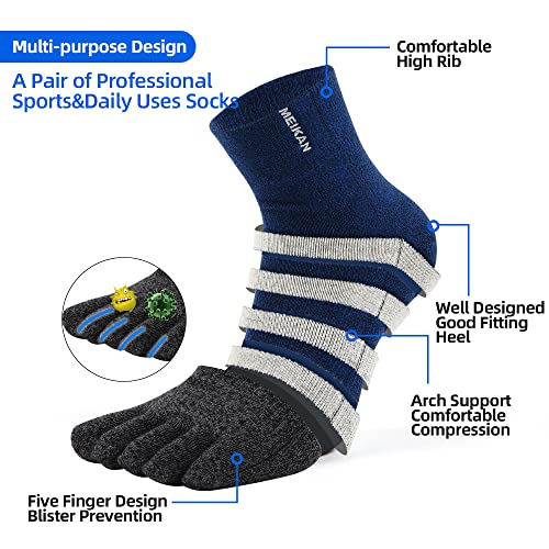 limide Men's Running Toe Socks Five Finger Socks Compression Crew Low Cut Ankle Athletic Wicking Socks for Running 3 Pairs(Size 7-11)