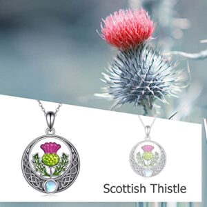 DAYLINLOVE Scottish Thistle Necklace Sterling Silver Scottish Celtic Knot Pendant Scottish Thistle Pendant Jewelry for Women