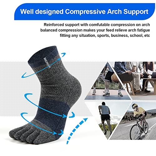 limide Men's Running Toe Socks Five Finger Socks Compression Crew Low Cut Ankle Athletic Wicking Socks for Running 3 Pairs(Size 7-11)