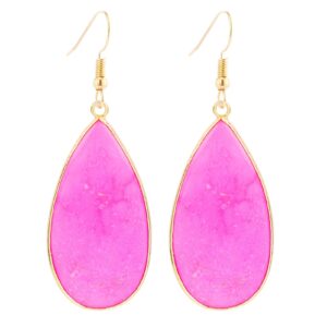 baublestar natural crystal healing birth stone statement drop earrings hot pink teardrop quartz dangle gold fashion jewelry for women