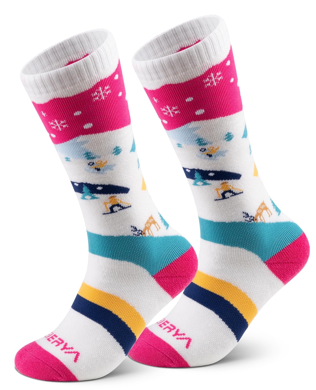 WEIERYA Kids Ski Socks Merino Wool, Kids Wool Socks, Knee-high Snow Socks for Boys Girls, Winter socks, 1/3 Pairs Rose Red XS 1 Pair