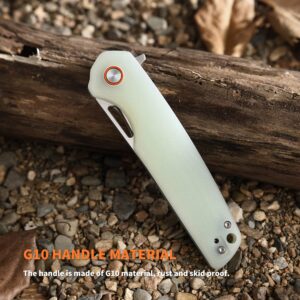 SUMACO Folding Knife Stonewash D2 Steel Balde G10 pocket knife for men Tactical knife Handle Pocket Knife EDC 3.35" survival knives hunting camping