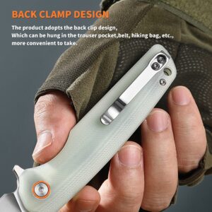 SUMACO Folding Knife Stonewash D2 Steel Balde G10 pocket knife for men Tactical knife Handle Pocket Knife EDC 3.35" survival knives hunting camping