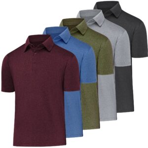 balennz polo t shirts for men quick dry t-shirts for men collared mens t shirts casual tshirts shirts for men 5 pack black,army,maroon,milddle blue,light grey small