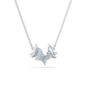 swarovski lilia butterfly necklace, earrings, and bracelet crystal jewelry collection, blue crystals in a rhodium tone finished setting