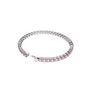 SWAROVSKI Matrix Tennis Bracelet, Round Pink Crystals on Rhodium Finished Band, Size M, Part of the Matrix Collection