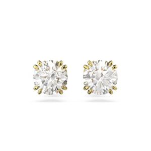 swarovski constella stud earrings, round cut, clear crystals, gold-tone finish, part of the constella collection