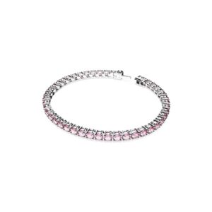 SWAROVSKI Matrix Tennis Bracelet, Round Pink Crystals on Rhodium Finished Band, Size M, Part of the Matrix Collection