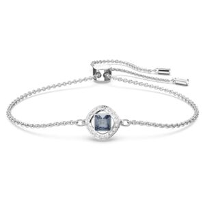 swarovski una angelic bracelet, square cut, dark blue, clear crystal, rhodium finish