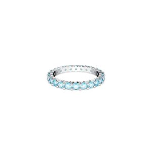 swarovski matrix vittore ring, aquamarine-blue crystals on a rhodium finished band, size 8, part of the matrix vittore collection