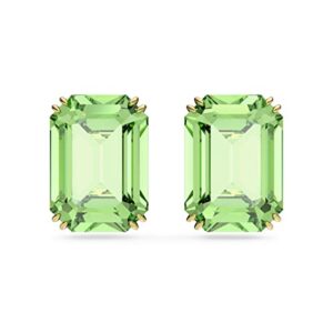 swarovski millenia stud earrings, octagon cut, green crystal, gold-tone finish