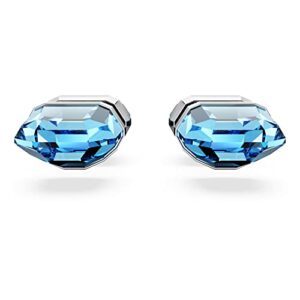 SWAROVSKI Lucent Pierced Stud Earrings, Bright Blue Crystals on a Rhodium Finished Setting, Part of the Swarovski Lucent Collection