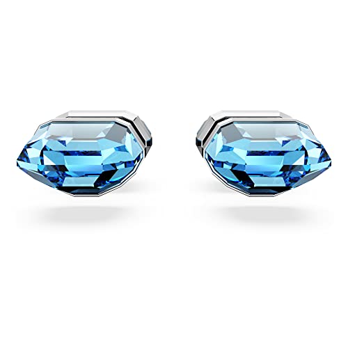 SWAROVSKI Lucent Pierced Stud Earrings, Bright Blue Crystals on a Rhodium Finished Setting, Part of the Swarovski Lucent Collection