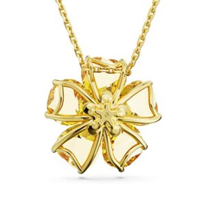 SWAROVSKI Florere Necklace with Flower Motif and Yellow Crystal Petals on a Gold-Tone Finished Chain, Part of the Florere Collection