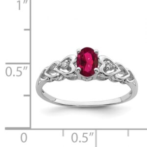 IceCarats 925 Sterling Silver Created Red Ruby Diamond Ring July Birthstone Jewelry Size 5