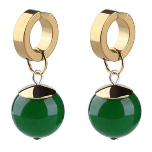 anime super black gk time 925 sterling silver finger ring earring (pair green)