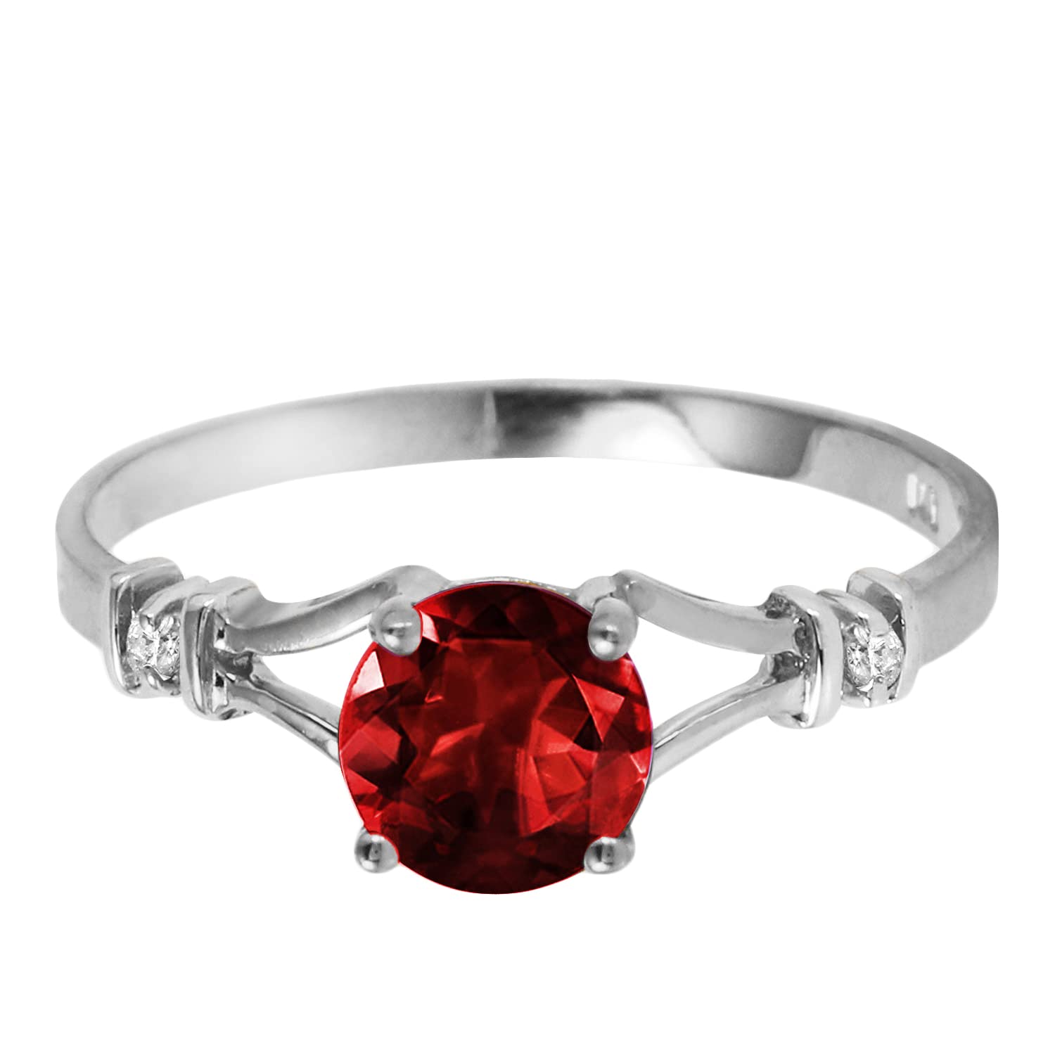 Galaxy Gold GG 1.07 CTW Sterling Silver 925 Ring with Natural Diamonds and Garnet - Size 6