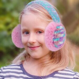 BUTITNOW Winter Knit EarMuffs for Kids Warm Furry Girls Ear Muffs Plush Toddler Ear Warmers Outdoor Ear Covers