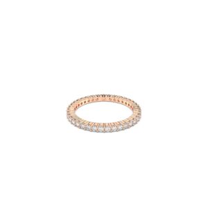 swarovski vittore ring, round cut, clear crystals, rose gold-tone finish us size: 9; eu size: 60