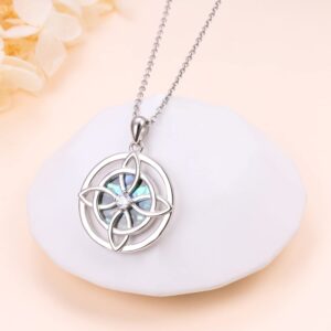 925 Sterling Silver Good Luck Irish Celtic Knot Jewelry Abalone Shell Witches Knot Pendant Necklace for Women