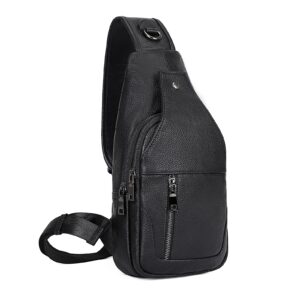 flo-motor men's leather chest bag shoulder bag for women backpack handbag crossbody purse waterproof anti theft travel hiking